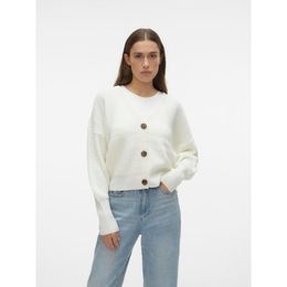 V&eacute;ro Moda Vero Moda Damen Strickjacke &raquo;VMLEA LS V-NECK CUFF CARDIGAN NOOS&laquo; Kunstfaser, regular fit wei&szlig; S