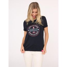 Zwillingsherz Damen T-Shirt &raquo;"Heimat des Herzens"&laquo; Stickerei, Kurzarm, Rundhalsausschnitt, maritim blau M