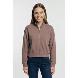 Tom Tailor Damen Tom Tailor Sweatjacke mit Stehkragen braun 176