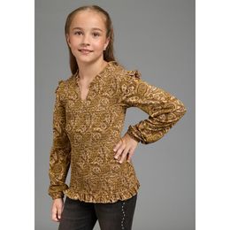 Bruno Banani M&auml;dchen Langarmshirt &raquo;Viskose-Shirt im Allover-Design und Smoke-Effekt&laquo; Allover-Shirt aus weicher Viskose, extra eng geschnitten 140/146