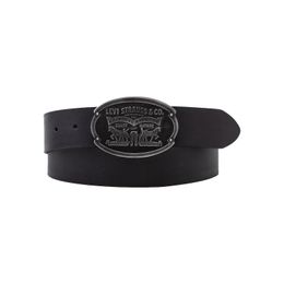 Levi's Levi's Herren Lederg&uuml;rtel &raquo;Billy Plaque Belt&laquo; mit markanter Koppelschlie&szlig;e schwarz 85