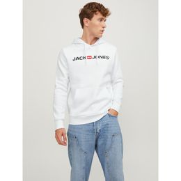 Jack & Jones Jack & Jones Herren Kapuzensweatshirt &raquo;JJECORP Hoodie mit Logo und hohem Tragekomfort&laquo;, bedruckt, casual, regular fit, Baumwollmischung, Rundhals wei&szlig;