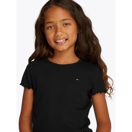 Tommy Hilfiger M&auml;dchen T-Shirt &raquo;ESSENTIAL RIB TOP SS&laquo; mit Logostickerei schwarz 80