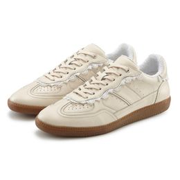 Lascana Damen Lascana Sneaker &raquo;Freizeitschuh, Halbschuh&laquo; mit Lederanteil und Spitzen Details beige 42