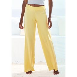 Lascana Damen Lascana Strickhose mit weitem Bein, Loungewear gelb 44/46, N-Gr