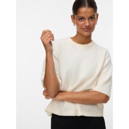 V&eacute;ro Moda Vero Moda Damen Rundhalspullover &raquo;VMBOOM 2/4 O-NK OVERSIZE PULLOVE GA NOOS&laquo; Materialmix, loose fit wei&szlig; S