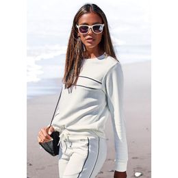 H.I.S. H.I.S Damen Sweatshirt, mit Piping auf der Brust. Ideal f&uuml;r Sport- und Freizeit. wei&szlig; 44/46