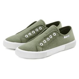 Lascana M&auml;dchen Lascana Sneaker &raquo;Slip-On-Sneaker,&laquo; Slipper, Halbschuh bequem zum Reinschl&uuml;pfen VEGAN gr&uuml;n 35