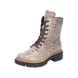 Rieker Damen Schn&uuml;rboots Schn&uuml;rstiefelette, Profilsohle, in veganer Verarbeitung beige 38