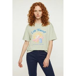 V&eacute;ro Moda Vero Moda Damen T-Shirt &raquo;VMNINNA MIA SS TOP BOX JRS&laquo; Baumwolle, R&uuml;ckenprint beige XS