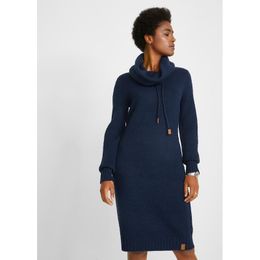 bonprix Damen bonprix Strickkleid &raquo;Strickkleid mit Schalkragen&laquo; f&uuml;r vielseitige Anl&auml;sse, aus Polyacryl, schmale Passform blau 40/42 (M), N-Gr