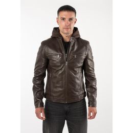 Mauritius Herren Lederjacke &raquo;MMBoky&laquo; mit Kapuze mit Kapuze & betonter Schulterpartie braun M (50) Trachtenmode