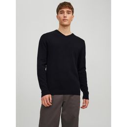 Jack & Jones Jack & Jones Herren V-Ausschnitt-Pullover &raquo;JJEBASIC KNIT V-NECK NOOS&laquo; Baumwolle, normal geschnitten schwarz L