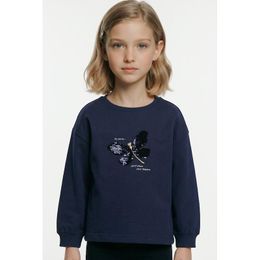 Blue Seven Damen Sweatshirt, Frontmotiv mit funkelnden Wendepailletten 122