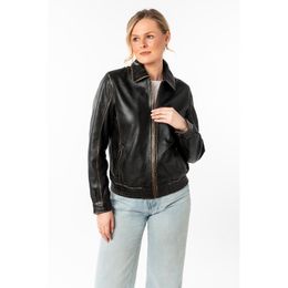Mauritius Damen Lederjacke &raquo;MWBjanka&laquo; mit elastischem Bund, Leo-Innenfutter schwarz M Trachtenmode