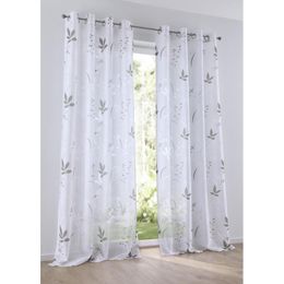 Kutti Vorhang &raquo;Dandelion&laquo; &Ouml;sen 1 Stk. tlg. Gardine halbtransparent, Ausbrenner, Baumwolle-Polyester, bedruckt grau Baumwolloptik, Baumwolle, Polyester 145cm