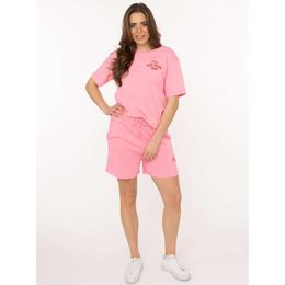 Zwillingsherz Damen T-Shirt &raquo;"Feel Good Club"&laquo; Rundhals, einfarbig, kleine Stickerei vorne pink L/XL
