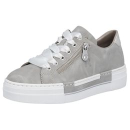 Rieker Damen Plateausneaker mit Zier-Rei&szlig;verschluss, Freizeitschuh, Halbschuh, Schn&uuml;rschuh grau 38