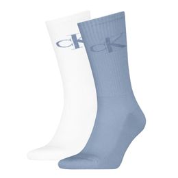 Calvin Klein Jeans Herren Socken &raquo;CKJ MEN SOCK 2P MONOGRAM&laquo; 2 Paar, 2 Paar tlg. mit verst&auml;rkter Ferse, komfortable Frotteesohle blau 39-42