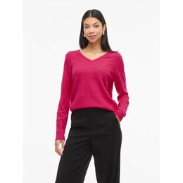 Vila Damen V-Ausschnitt-Pullover &raquo;VIRIL V-NECK L/S KNIT TOP - NOOS&laquo; Materialmix, regular fit pink M