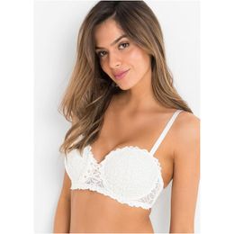bonprix Damen bonprix Balconette-BH mit Schn&uuml;r-Detail am Dekollet&eacute;, vorgeformte und gepolsterte Cups wei&szlig; 90, Cup C