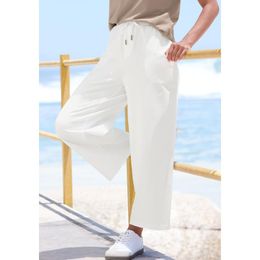 ELBSAND Damen 7/8-Hose &raquo;Sanna&laquo; aus Sweatware mit weitem Bein, verk&uuml;rzte Sweathose, casual wei&szlig; M (38), N-Gr