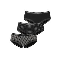Lascana Damen Lascana Panty 3er-Pack, aus elastischer Baumwolle mit weicher Spitze schwarz 44/46