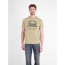 Lerros Herren Lerros Kurzarmshirt Sommershirt mit Schriftzug beige 3XL