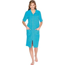 WEWO-Fashion Wewo fashion Damenbademantel &raquo;033&laquo; 1 Stk. Kragen mit Kordel blau Leichtfrottee 52/54 L: 100cm