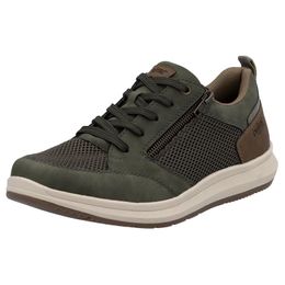 Rieker Herren Sneaker , Halbschuh, Freizeitschuh, Schn&uuml;rschuh mit seitlichem Rei&szlig;verschluss gr&uuml;n 44