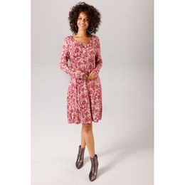Aniston Casual Damen Aniston CASUAL A-Linien-Kleid mit farbenfrohen Blumendruck - jedes Teil ein Unikat - NEUE KOLLEKTION rosa 42, N-Gr