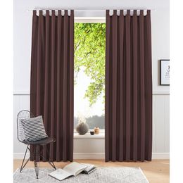OTTO home Vorhang &raquo;Raja&laquo; Schlaufen 2 Stk. tlg. 2er-Set, Bestseller, einfarbig, modern, pflegeleichte Mikrofaser braun Polyester, Recyceltes Material 