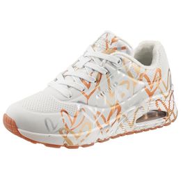 Skechers Damen Sneaker &raquo;UNO - METALLIC LOVE&laquo; Freizeitschuh, Halbschuh, Schn&uuml;rschuh mit trendigen Metallic-Print gold 35