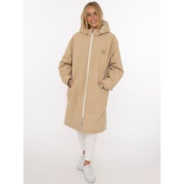 Zwillingsherz Damen Kurzmantel &raquo;"Oversize Windjacke ZH"&laquo; seitliche Taschen, Kapuze, Rei&szlig;verschluss, Teddy Futter, Oversized beige S/M