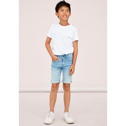 name it Herren Jeansshorts &raquo;NKMSILAS SLIM DNM L SHORT&laquo; Baumwollmischung, Stretch, Umschlagsaum blau 152, N-Gr