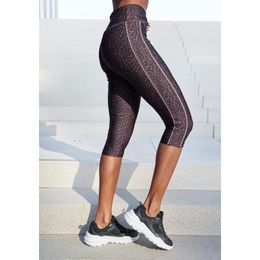 active by Lascana Lascana Active Damen LASCANA ACTIVE Sporthose in Leo-Optik mit breitem B&uuml;ndchen braun S (36/38), N-Gr
