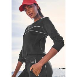 H.I.S. H.I.S Damen Sweatshirt, mit Piping auf der Brust. Ideal f&uuml;r Sport- und Freizeit. blau 36/38