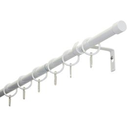 Gardinia Gardinenstange &raquo;Set Metall&laquo; &Oslash; 19 mm 1 l&auml;ufig-l&auml;ufig ausziehbar 1-Lauf wei&szlig; Aluminium L: 120cm - 190cm &Oslash; 19mm, 1 Stk., 1 l&auml;ufig