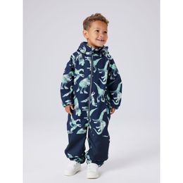 name it Jungen Overall &raquo;NMMALFA08 SOFTSHELL SUIT AOP 1FO NOOS&laquo; mit dekorativen und reflektierenden Details blau 92, N-Gr