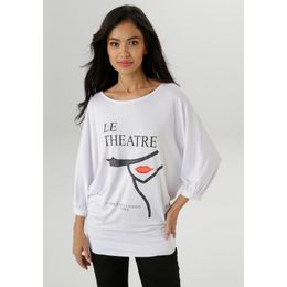 Aniston Selected Damen Aniston SELECTED 3/4-Arm-Shirt mit femininen Druck und Statement-Schriftzug bunt 46