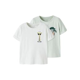 name it Jungen T-Shirt &raquo;NMMVUX 2P SS TOP&laquo; Packung, 2 Baumwollmischung, normal geschnitten wei&szlig; 122/128