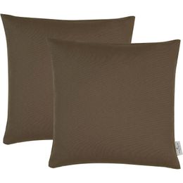 Tom Tailor HOME Dekokissen &raquo;Dove&laquo; unifarben, Kissenh&uuml;llen ohne F&uuml;llung, 2er Pack braun Baumwolle B/L: 38cm x 38cm, 2 Stk.