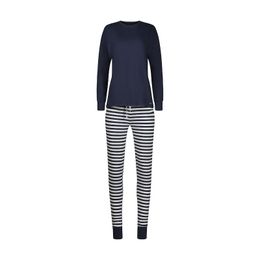 Skiny Damen Pyjama &raquo;Night In Mix & Match&laquo; 2 tlg. mit Rundhalsausschnitt, lang&auml;rmelig, breiter Bund 44