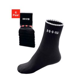 H.I.S. H.I.S Damen Sportsocken &raquo;Tennissocken Damen Herren Laufsocken&laquo; Packung, 6 Stk. tlg. mit Frottee & verst&auml;rkten Belastungszonen schwarz 47-48