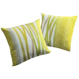 WIRTH Dekokissen &raquo;BROOKLYN&laquo; Kissenh&uuml;lle ohne F&uuml;llung, 2 St&uuml;ck gr&uuml;n Polyester B/L: 40cm x 40cm, 2 Stk.