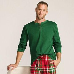 LANDS' END Henley-Schlafshirt f&uuml;r Herren, Herren, size: regular, Gr&uuml;n, Baumwolle, by Lands' End
