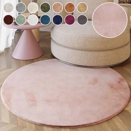 Esprit Hochflor-Teppich &raquo;Alice ESP-4377 Kunstfell&laquo; rund 25 mm H&ouml;he Kaninchenfell-Haptik, besonders weich und dicht, f&uuml;r alle R&auml;ume rosa Kunstfaser &Oslash; 100cm 1 