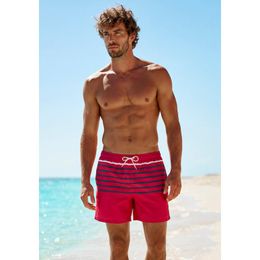 John Devin Herren Badeshorts mit platziertem Streifendesign rot XL, N-Gr
