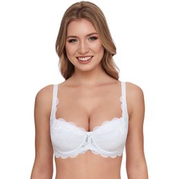 SuSa Damen Dirndl-BH &raquo;Wiesn-Zauber&laquo; mit Spitze, elastisch, vorgeformte Cups, feminin wei&szlig; 80, Cup C Trachtenmode