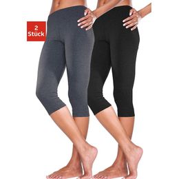 Vivance Active By Lascana Damen Vivance Active by Lascana Caprileggings mit Gummibund, Loungewear grau 32/34, N-Gr